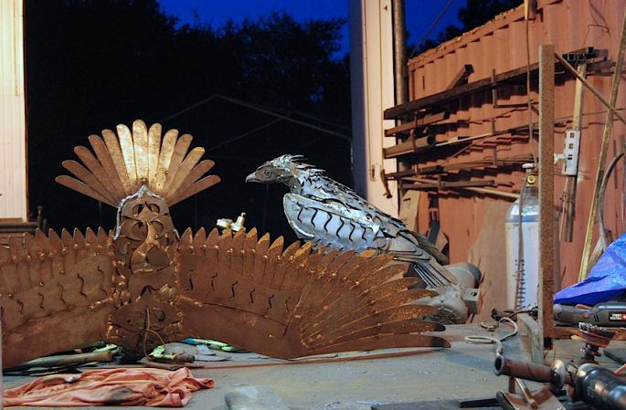 Metal Osprey Bird Sculpture public art Tavares Florida