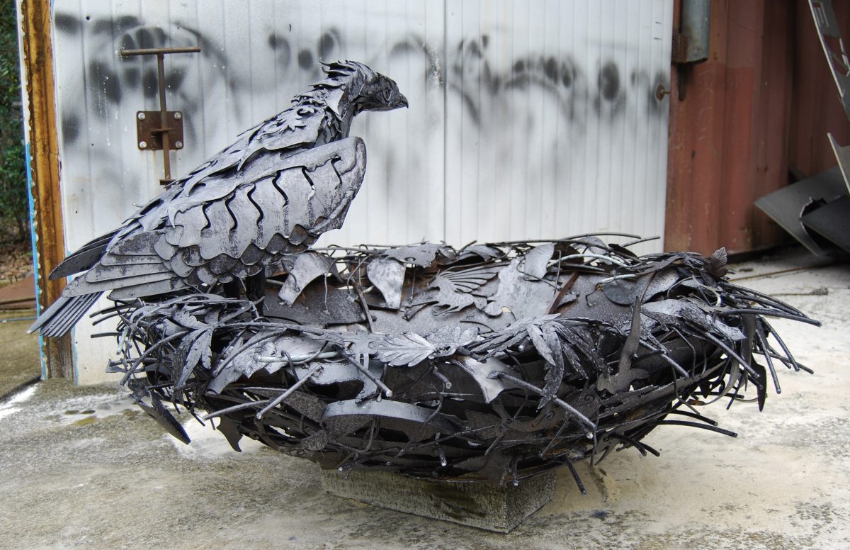 Metal Osprey Bird Sculpture public art Tavares Florida