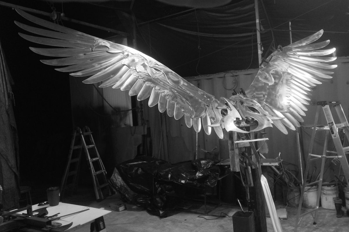 Osprey Metal Sculpture, public and corporate art by Doug Hays